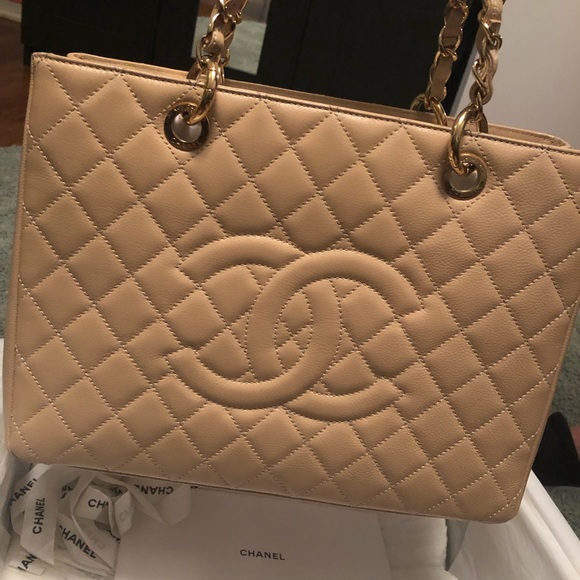 CHANEL | Bags | Chanel Cream Caviar Grand Shopping Tote | Poshmark